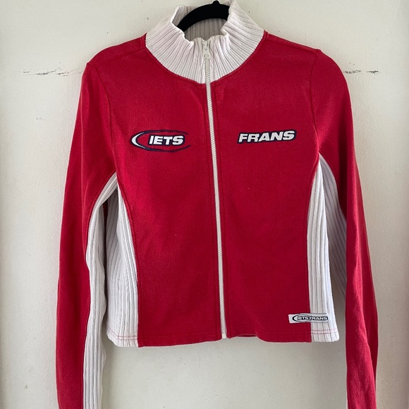 Iets Frans | Jackets & Coats | Iets Frans Red Racer Zip Up | Poshmark